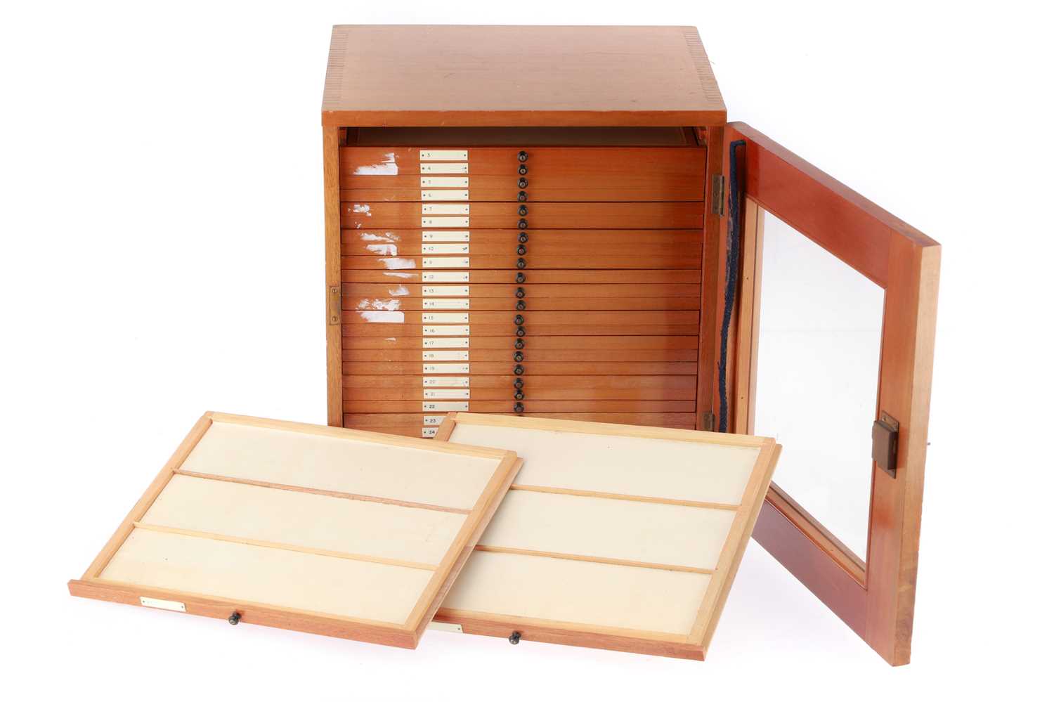 Lot 838 - Large Wooden Microscope Slide Cabinet,