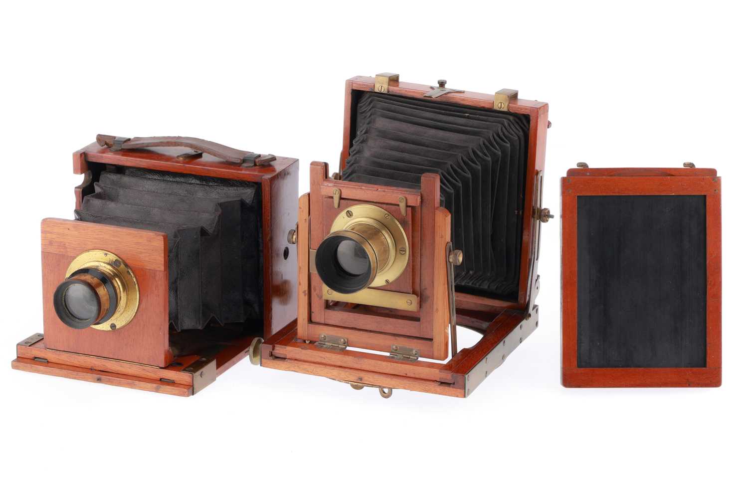 Lot 433 - A Pair of Quarter Plate Mahogany Cameras,