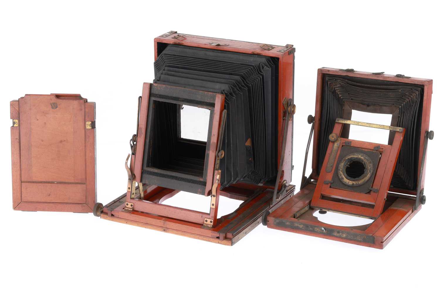 Lot 259 - A Pair of Mahogany and Brass Camera Bodies,