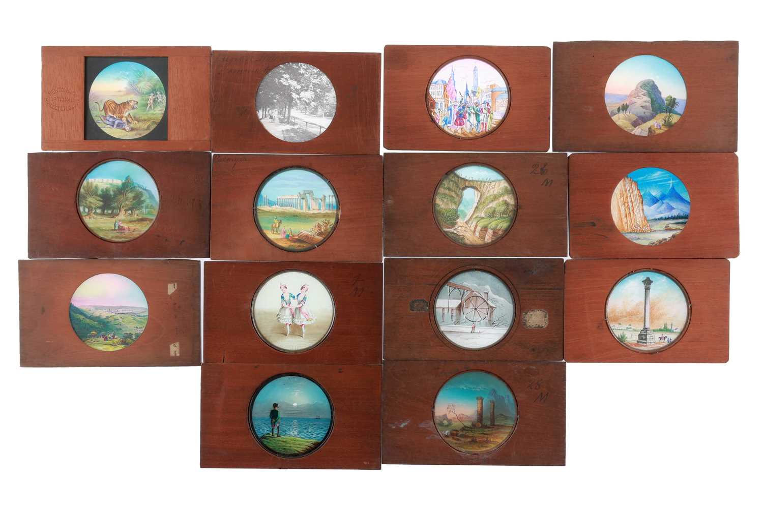 Lot 658 - Magic Lantern Slides, 14 hand painted,