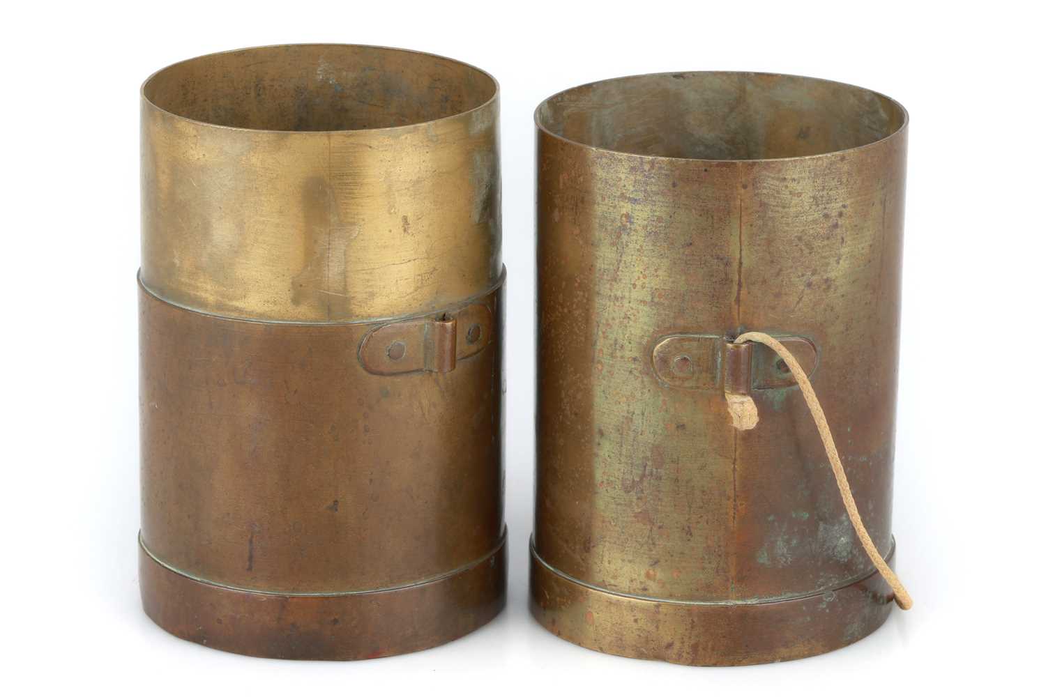 Lot 384 - A brass Portable Corn Scale of cylindrical