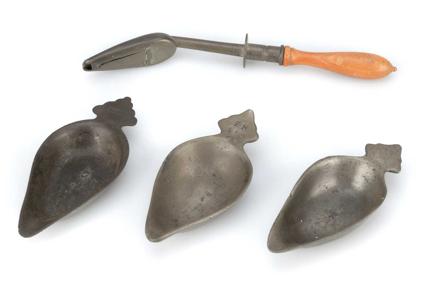Lot 205 - Pewter Pap Boats and a Medicine Spoon,