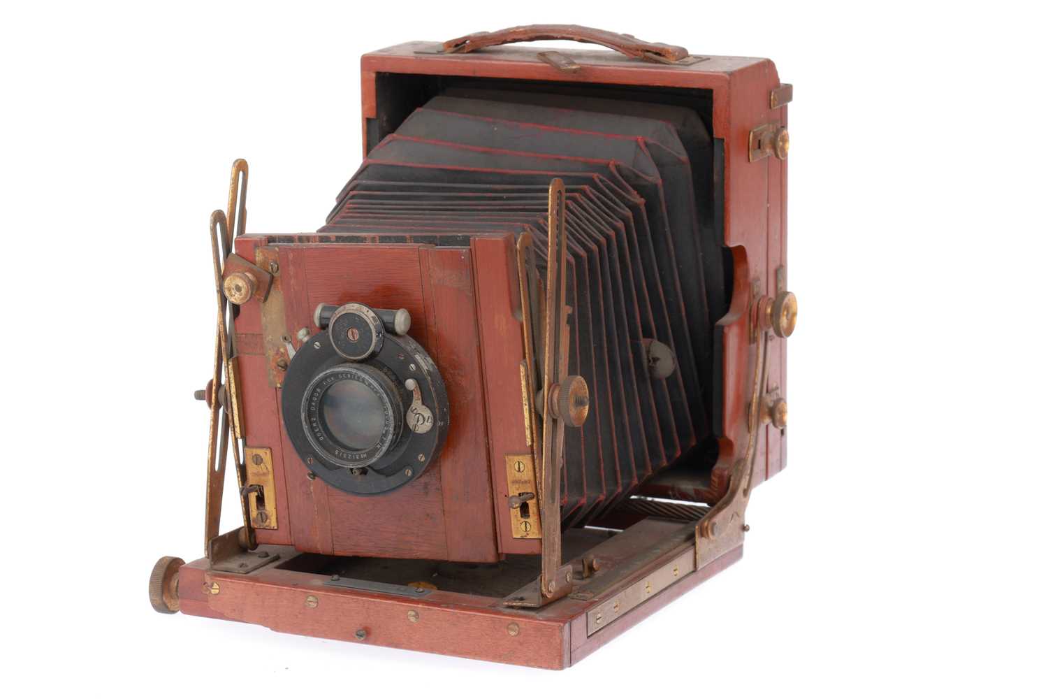 Lot 401 - A Quarter Plate Folding Mahogany Camera,