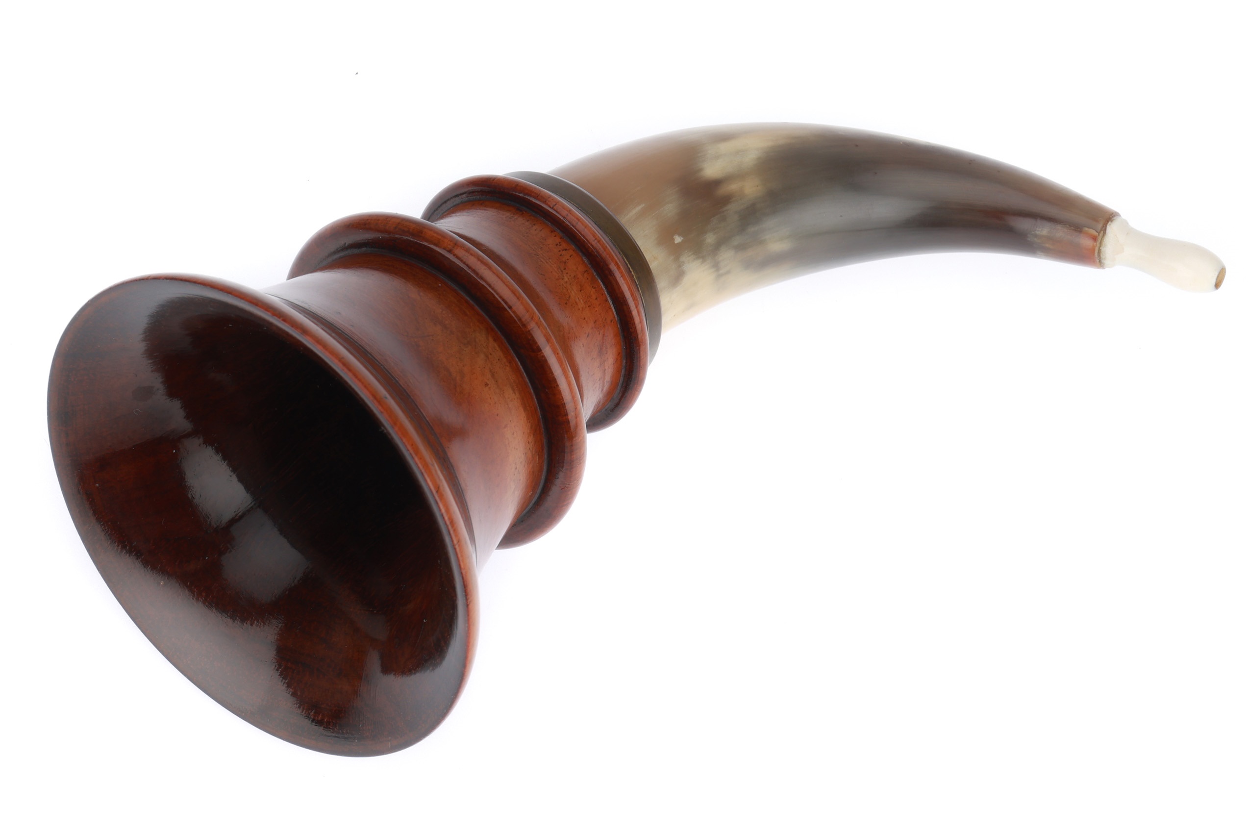 Lot 192 - A treen and horn Ear Trumpet Hearing Aid,