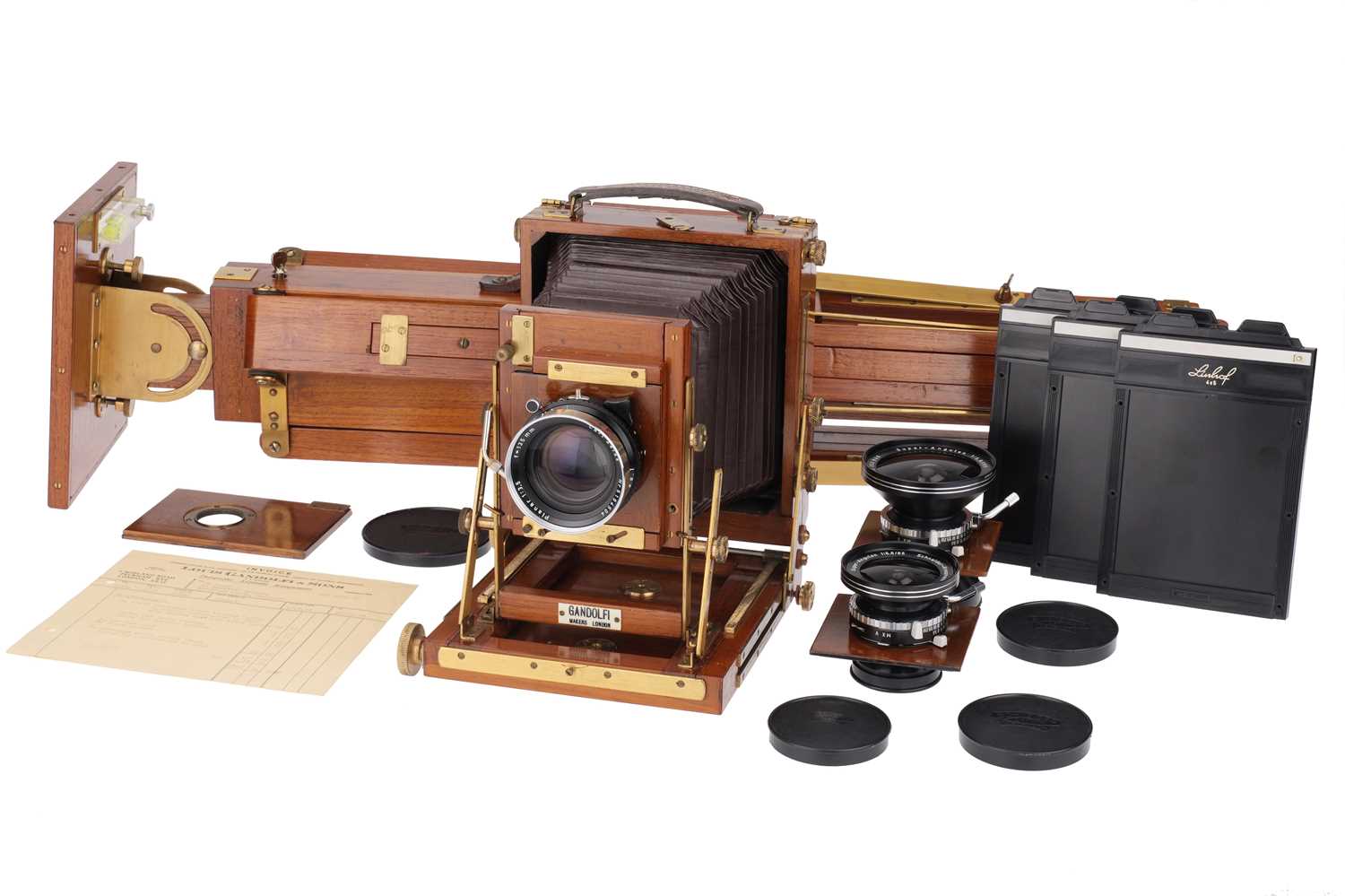 Lot 360 - A Gandolfi 5x4" Teak Field Camera Outfit,