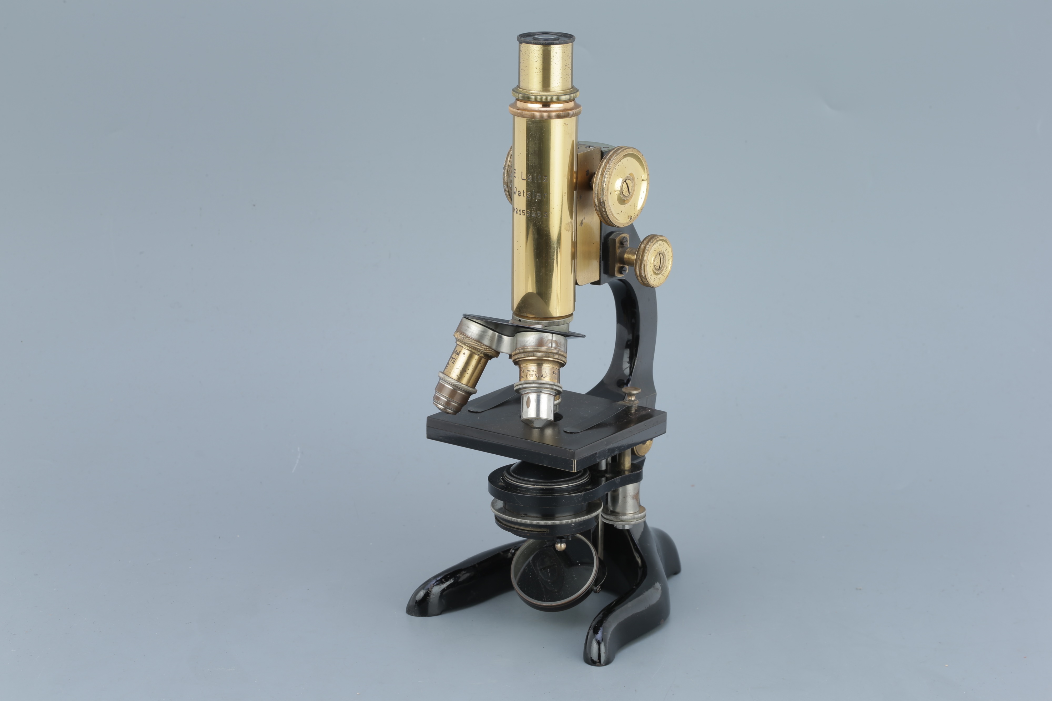 Lot 34 - Leitz Brass Compound Monocular Microscope,