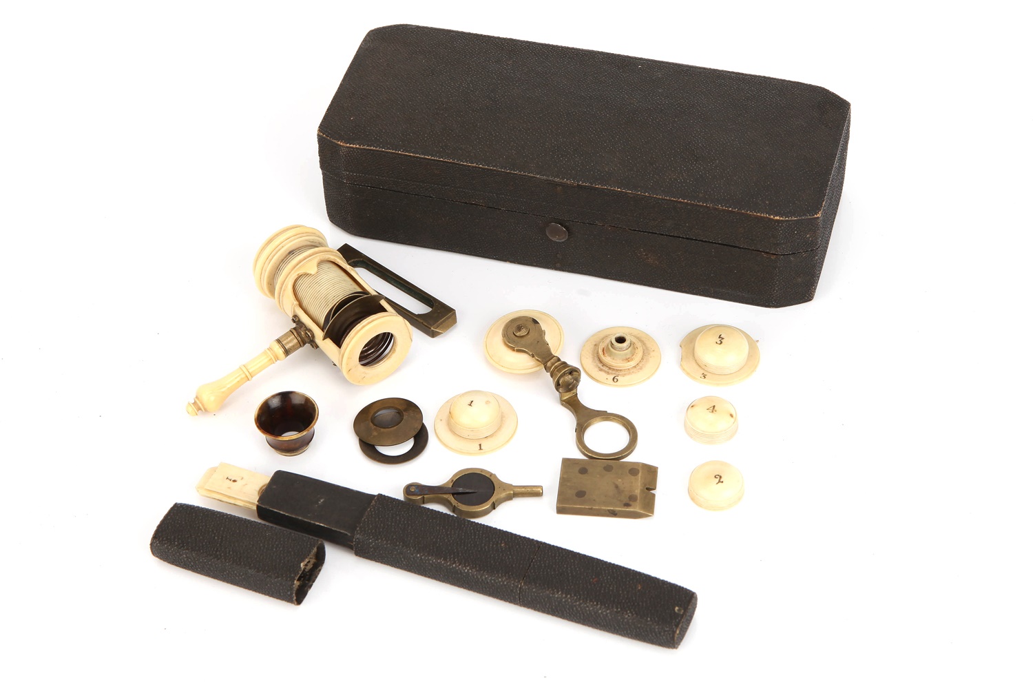 Lot 10 - An Ivory Wilson Screwbarrel Microscope,