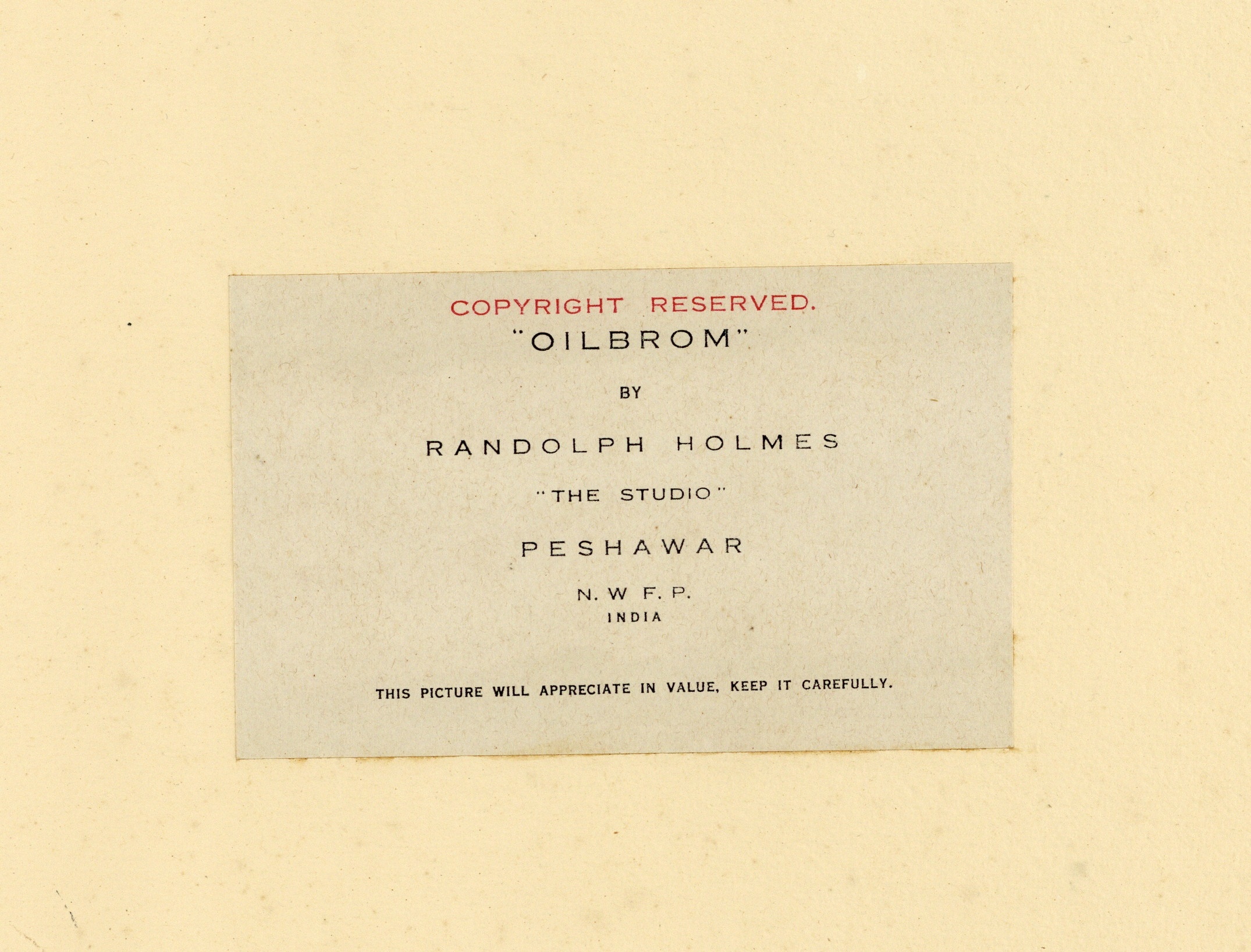 Lot 125 - RANDOLPH BEZZANT HOLMES (1888-1973) Bromoil,